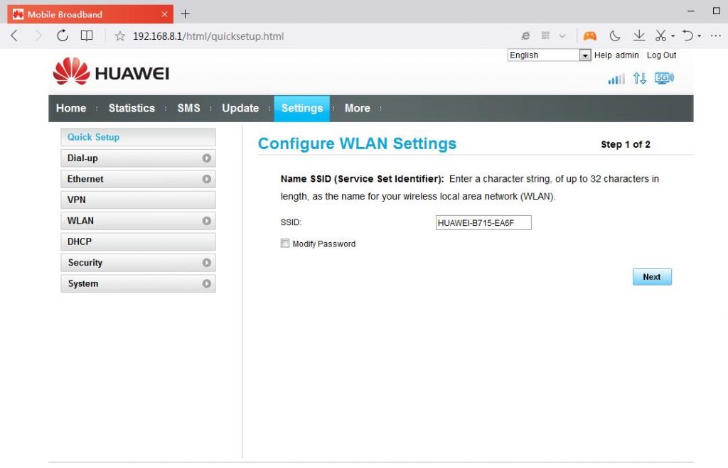 Huawei B715s-23c Router Web Interface Setting Options – 4G LTE Mall