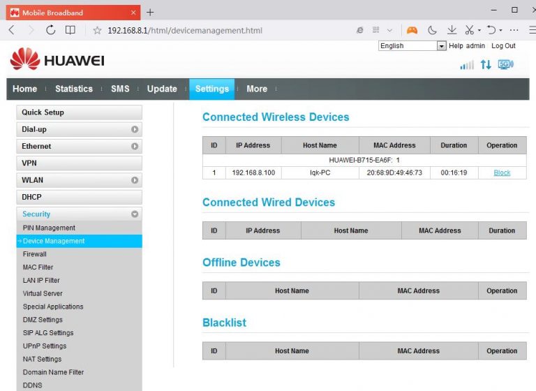 Huawei B715s-23c Router Web Interface Setting Options – 4G LTE Mall