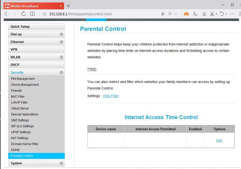 Huawei B715s-23c Router Web Interface Setting Options – 4G LTE Mall