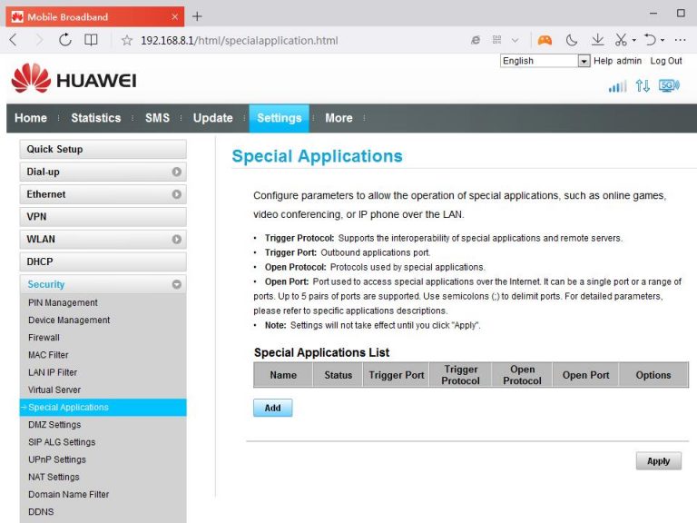 Huawei B715s-23c Router Web Interface Setting Options – 4G LTE Mall