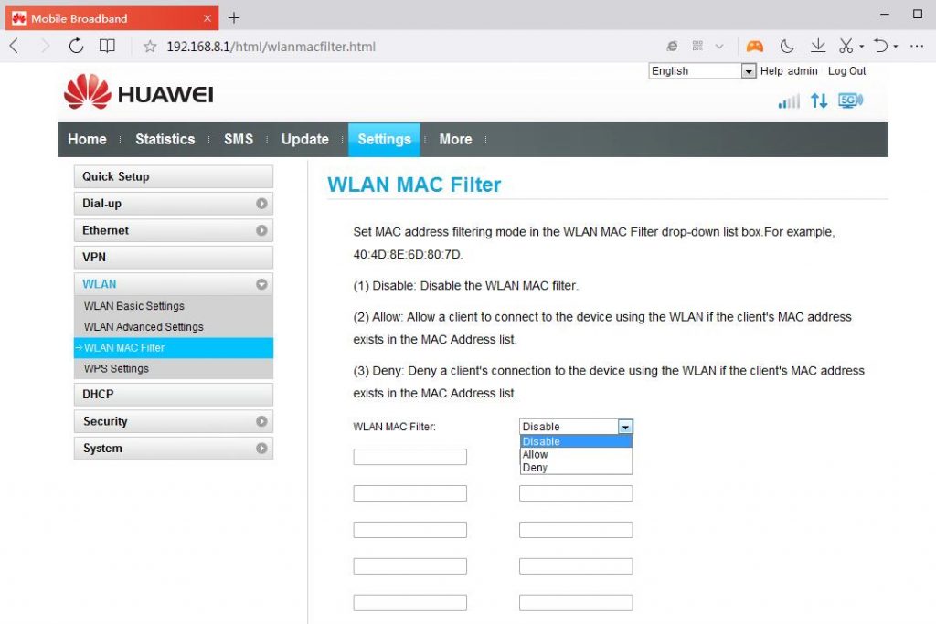 Huawei B715s-23c Router Web Interface Setting Options – 4G LTE Mall