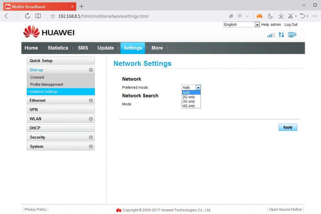 Huawei B715s-23c Router Web Interface Setting Options – 4G LTE Mall