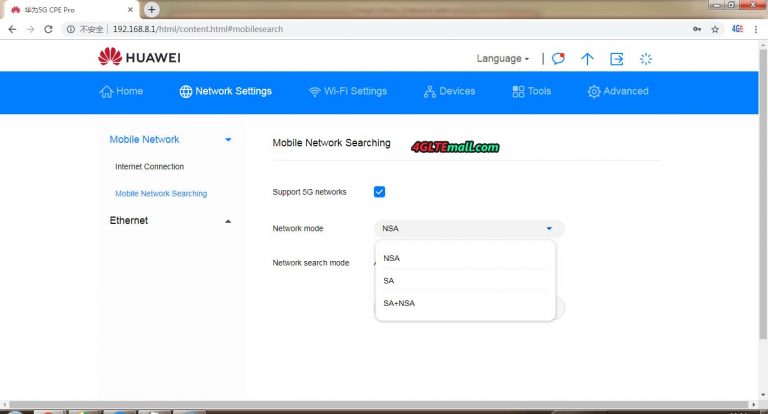 Huawei 5G CPE Pro Web UI Setting Options – 4G LTE Mall