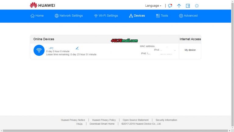 Huawei 5G CPE Pro Web UI Setting Options – 4G LTE Mall