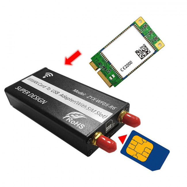 Mini PCIe WWAN Card to USB Adapter with SIM Card Slot For Sale