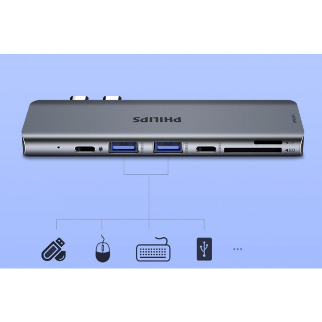 Philips Dual USB Type-C Laptop Docking Station for Apple MacBook Air/PRO