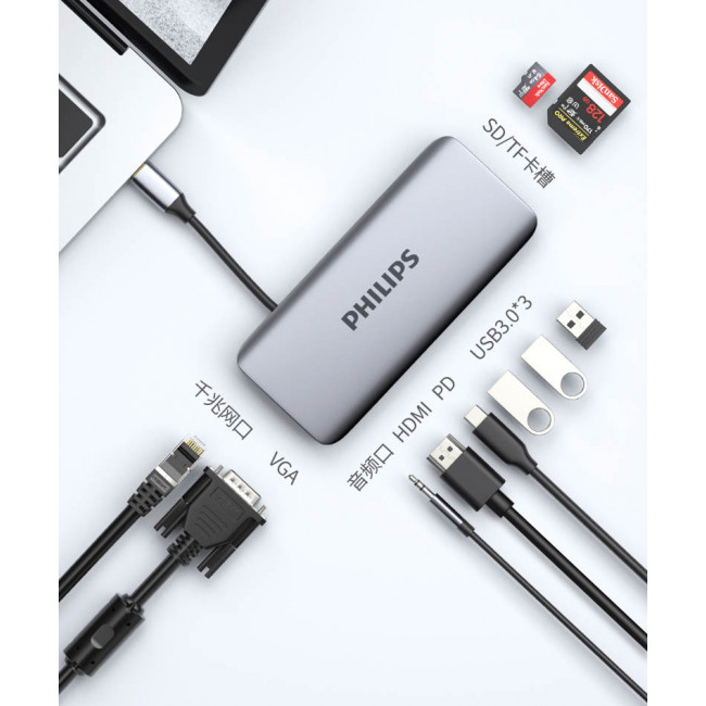 Philips USB-C Laptop Docking Station SWR1605 for Desktop and Smartphones