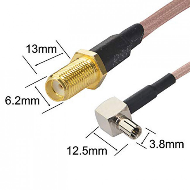 SMA Female to 2 x TS-9 Male Y Type RF Adapter Cable
