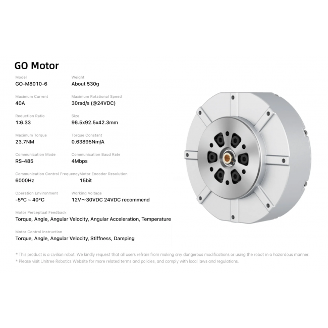 Unitree GO-M8010-6 Motor Specs, Features, Review, Technology